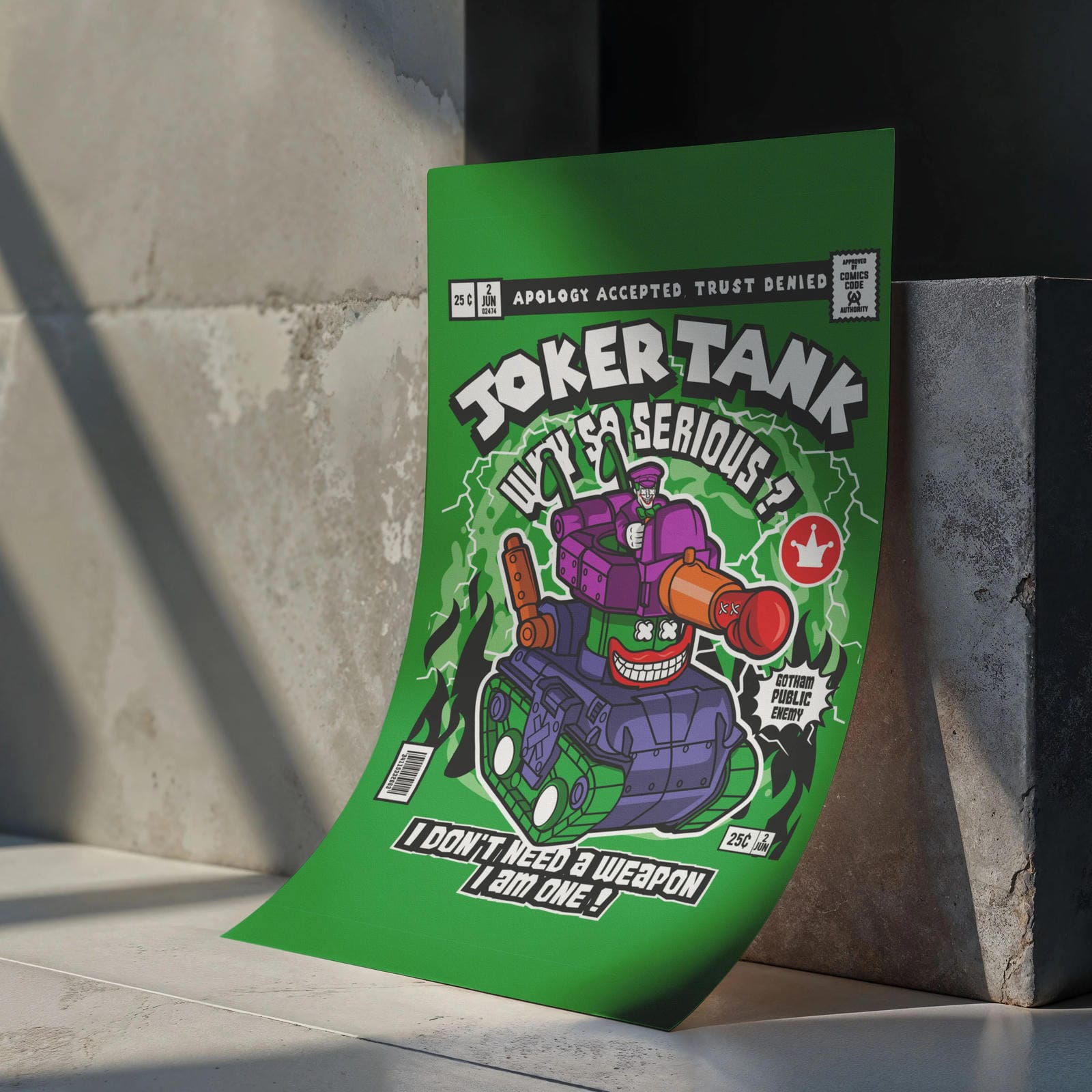 Joker Tank Art Wall Decor – Retro Cartoon Comic Poster – Moshi Tu