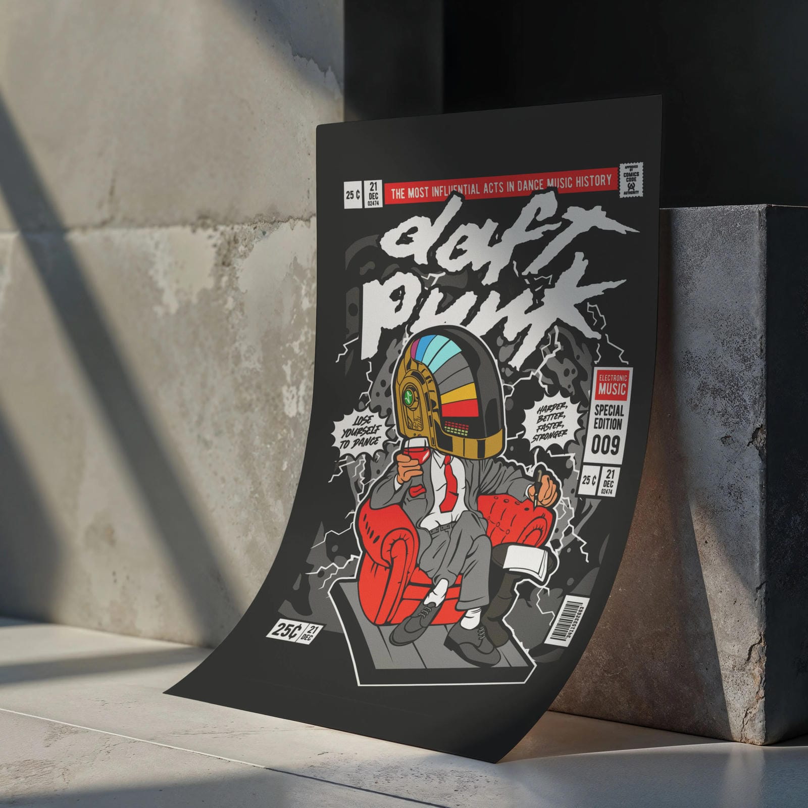 The Daft Punk Boss Art Wall Decor – Retro Cartoon Comic Poster – Moshi Tu