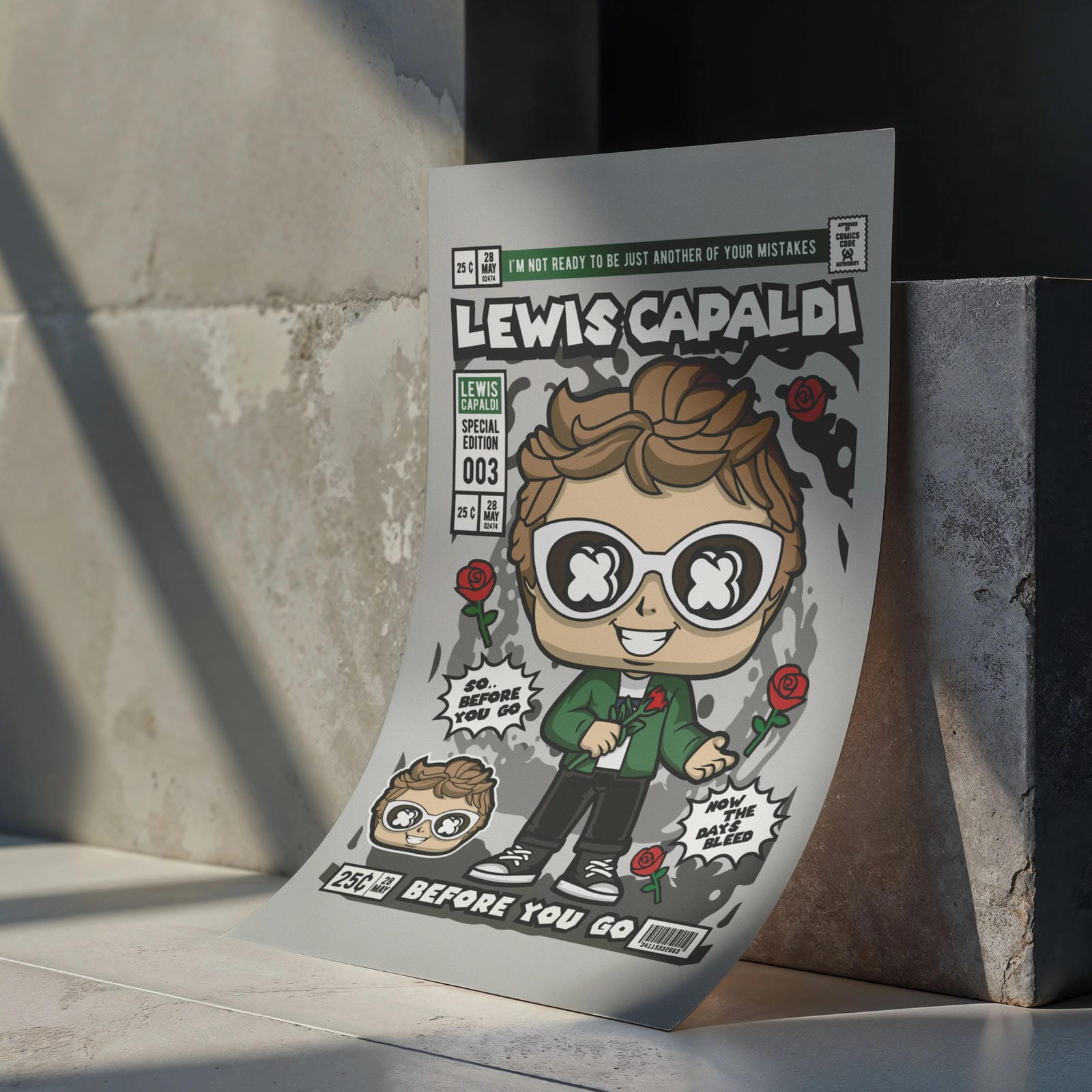 Lewis Capaldi Art Wall Decor – Retro Cartoon Comic Poster – Moshi Tu