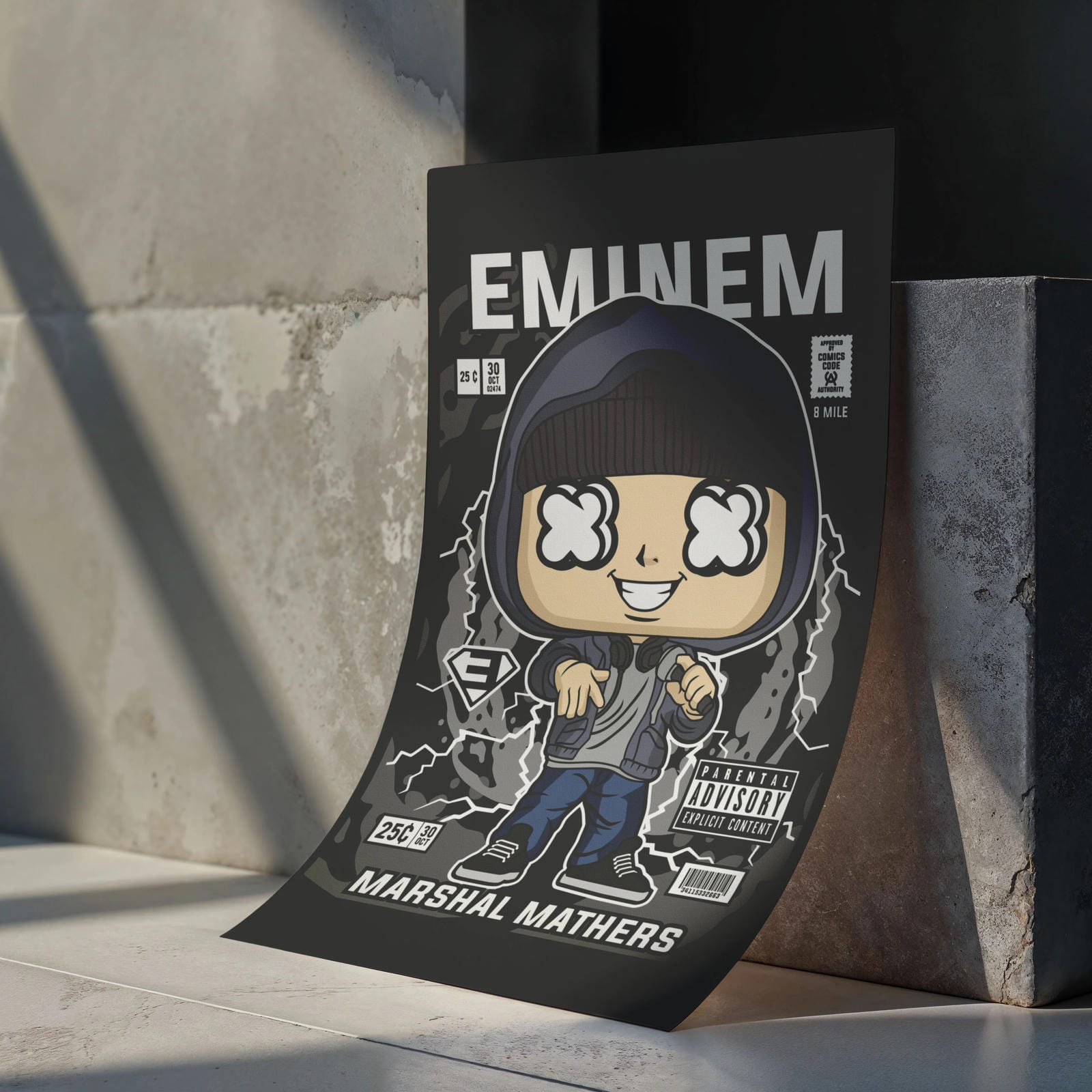 Eminem Art Wall Decor – Retro Cartoon Comic Poster – Moshi Tu