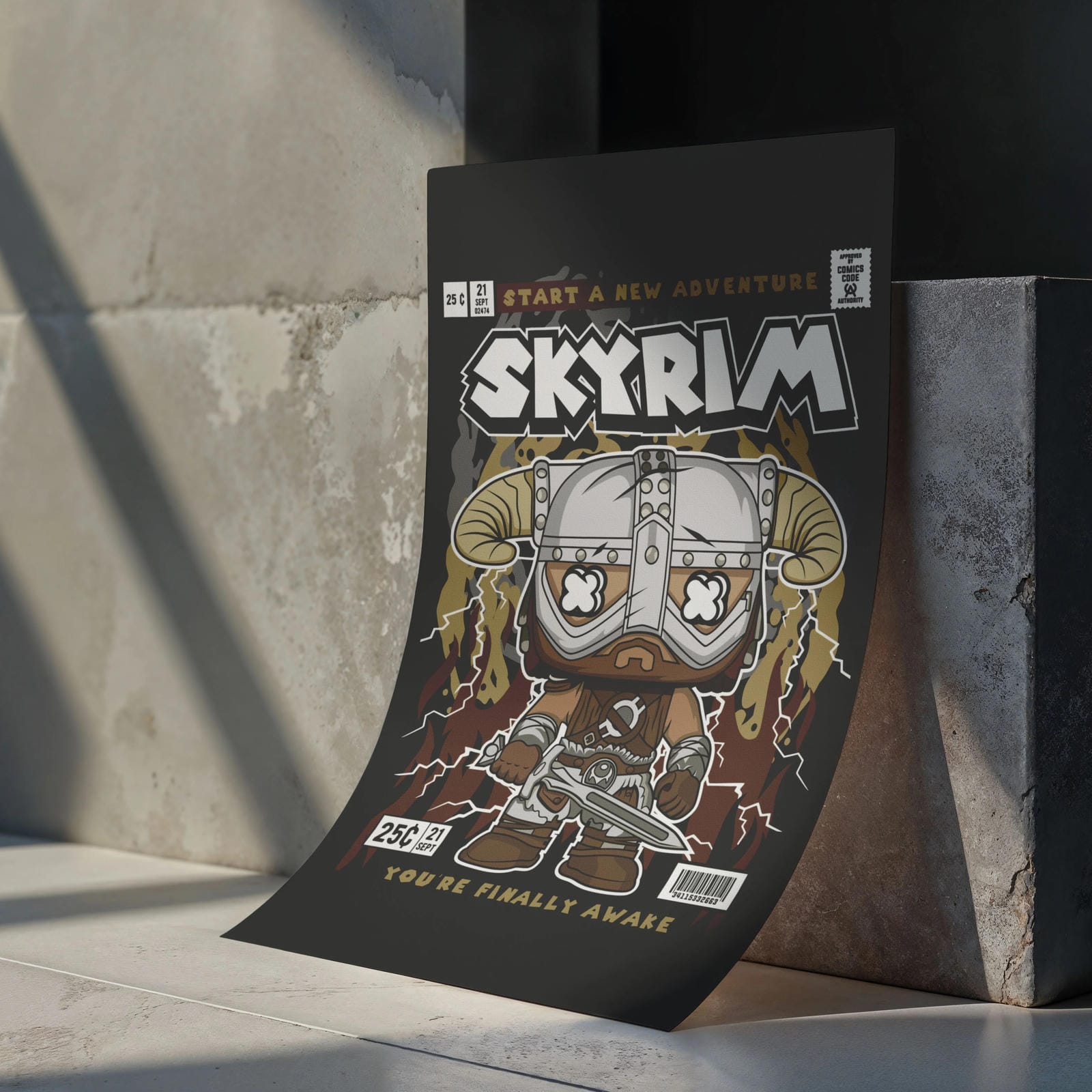 Skyrim Art Wall Decor – Retro Cartoon Comic Poster – Moshi Tu