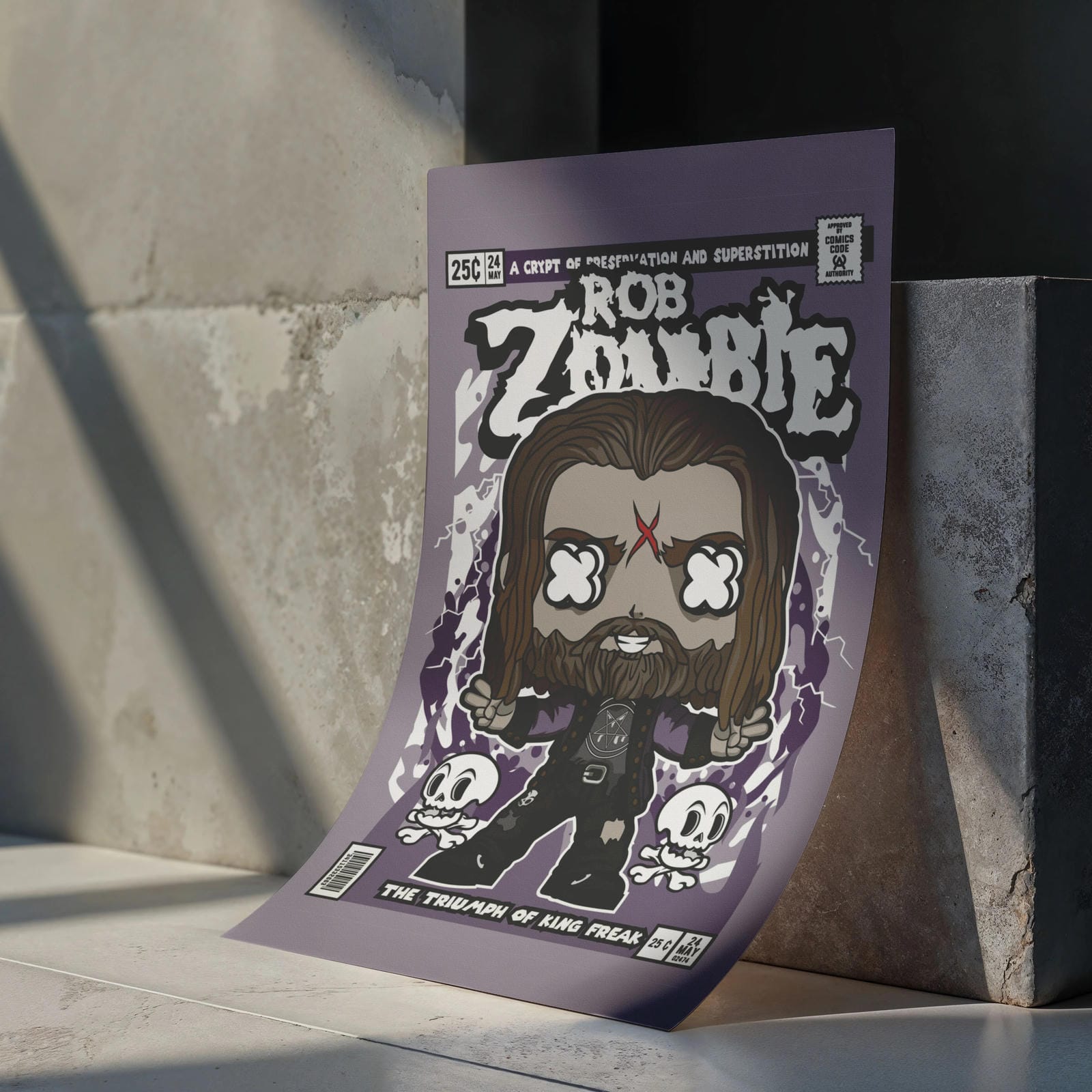Rob Zombie Art Wall Decor – Retro Cartoon Comic Poster – Moshi Tu